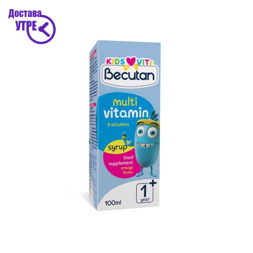 Becutan kids vits мултивитамини сируп со вкус на портокал, 100 ml ...